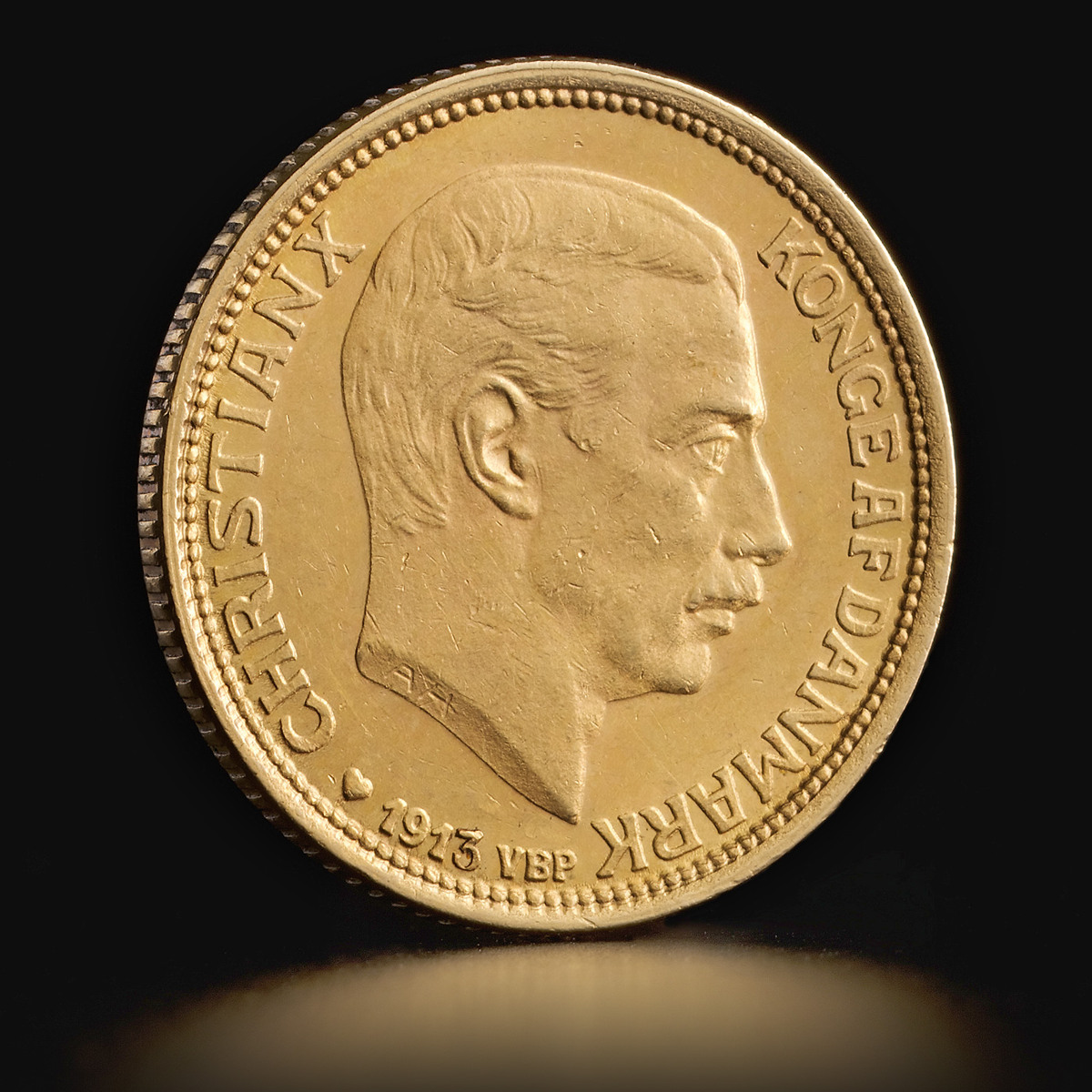 Tanskan 10 kruunun Kristian X kultakolikko - Tavex - Valuutta, Kulta, Hopea